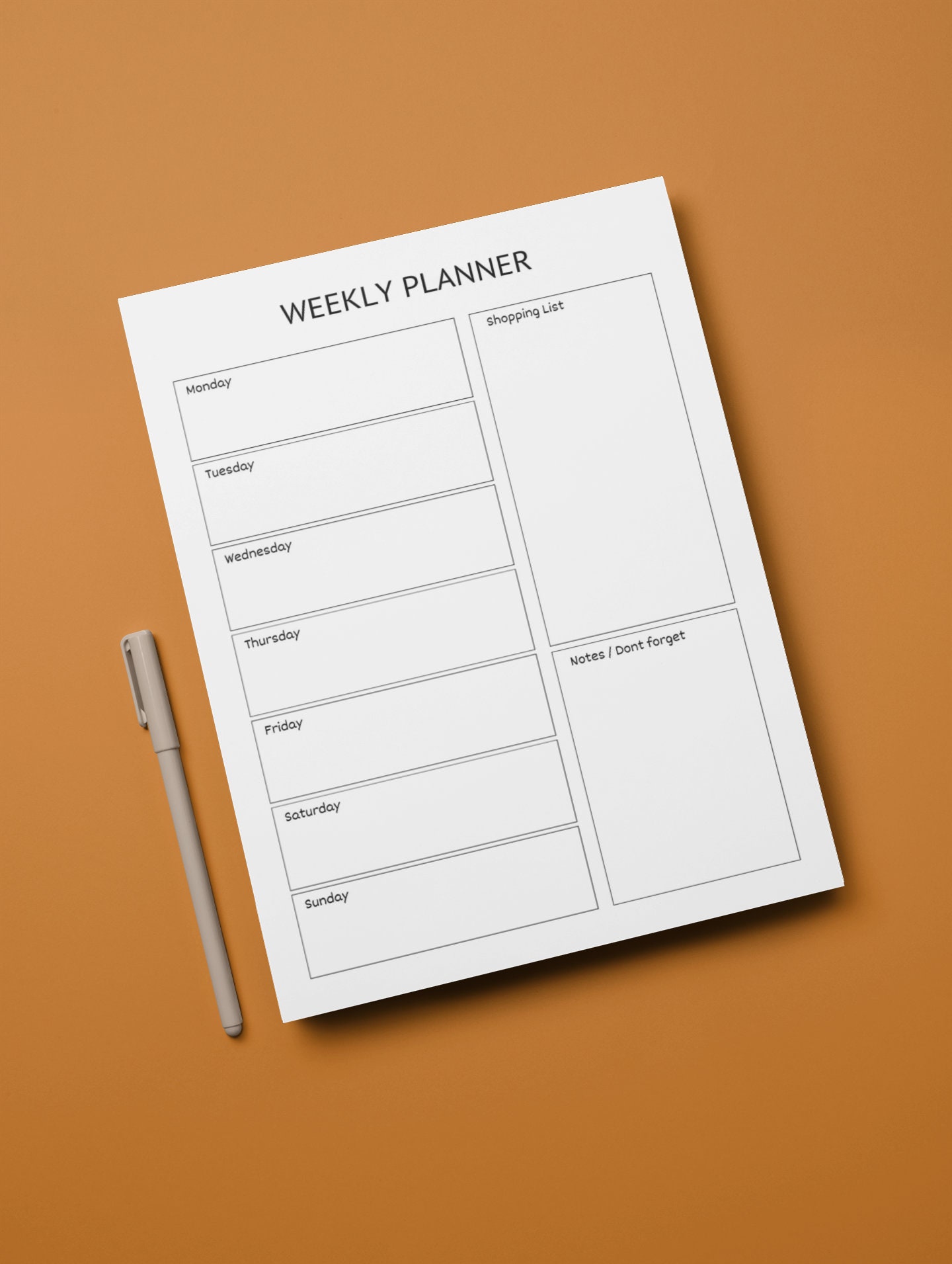 Weekly Planner Fillable Printable PDF Template/ Minimalist Simple Black ...