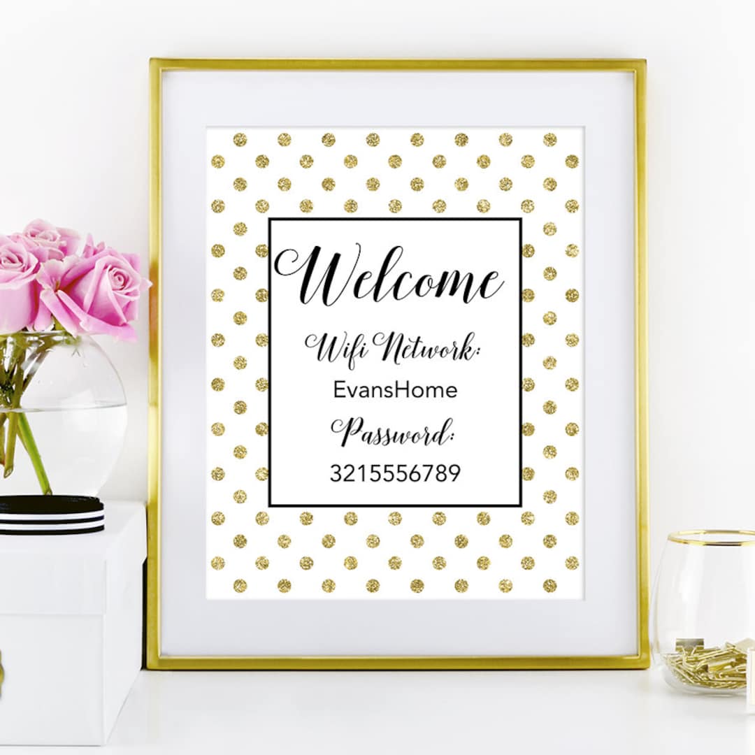 Polka Dot Printable Wifi Password Sign - Etsy