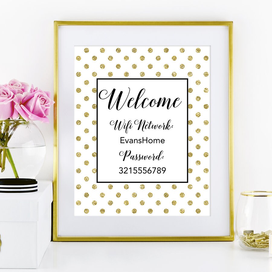 Polka Dot Printable Wifi Password Sign - Etsy