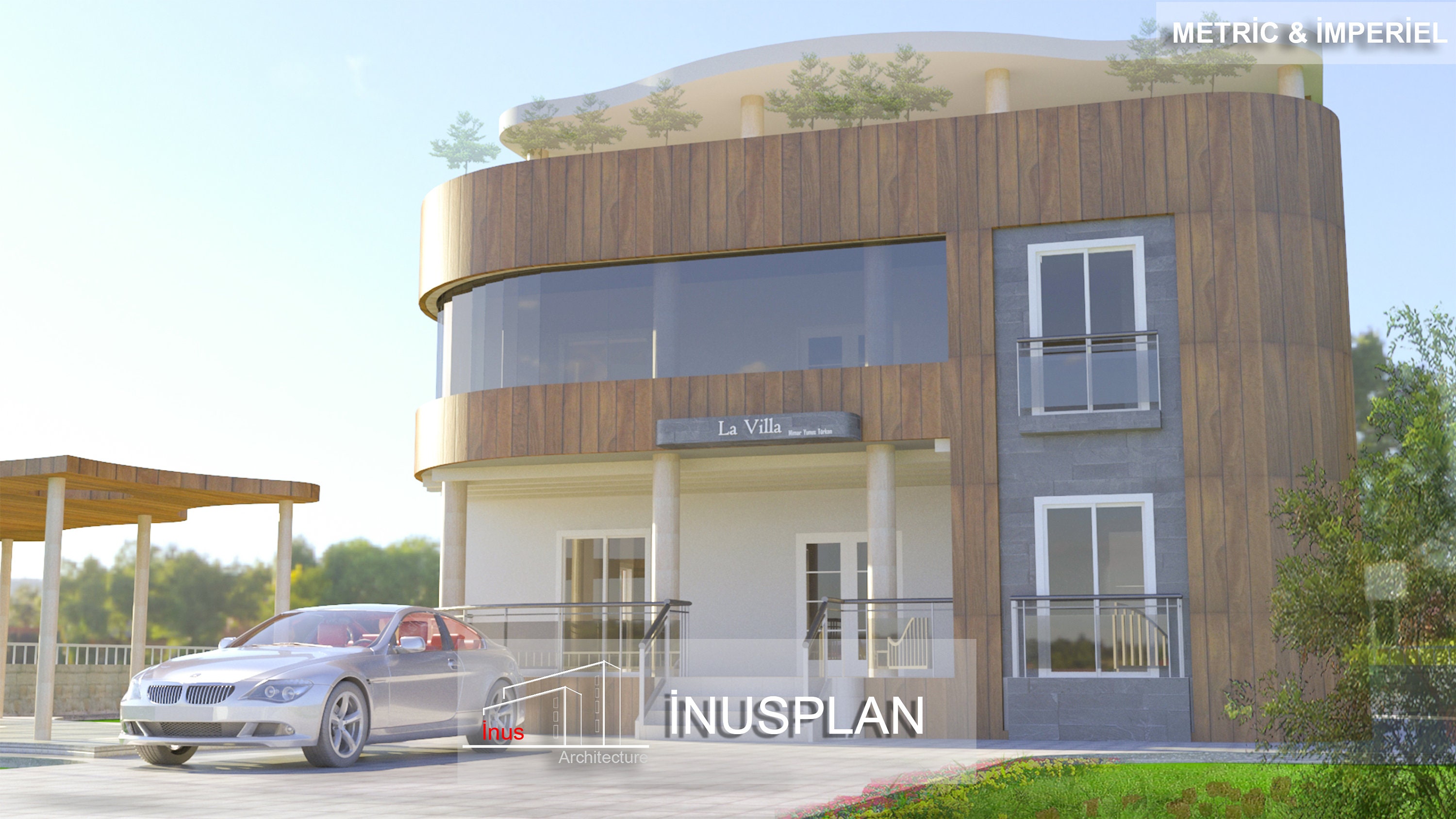 Triplex Villa Plan wood Cladding, Concept Villa Design, Custom Villa ...