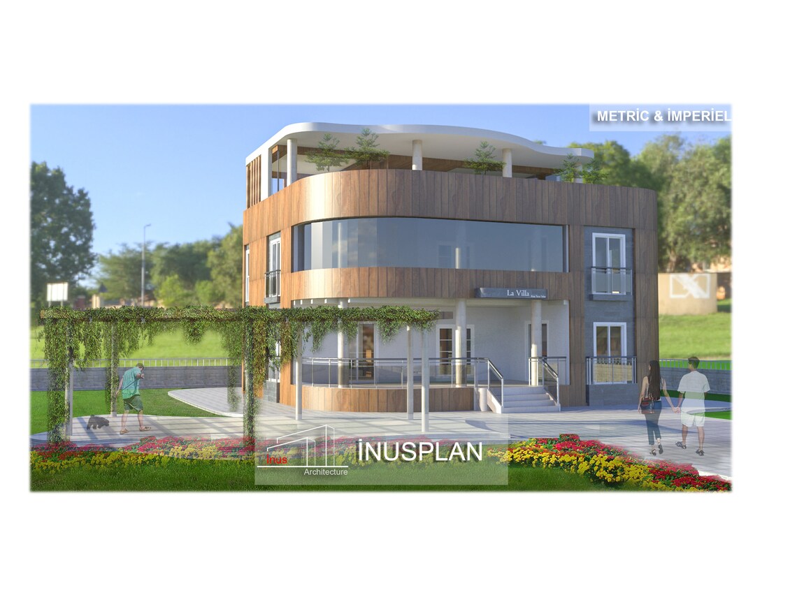 Triplex Villa Plan With Wood Cladding: Custom Villa Design (PDF & Dwg ...