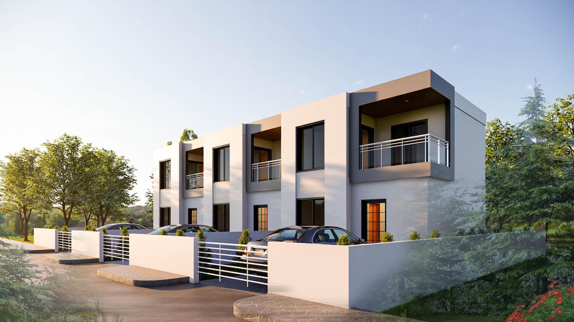 Modern Multi-family Home Plan: 3-unit Duplex With Garden (PDF & DWG) - Etsy