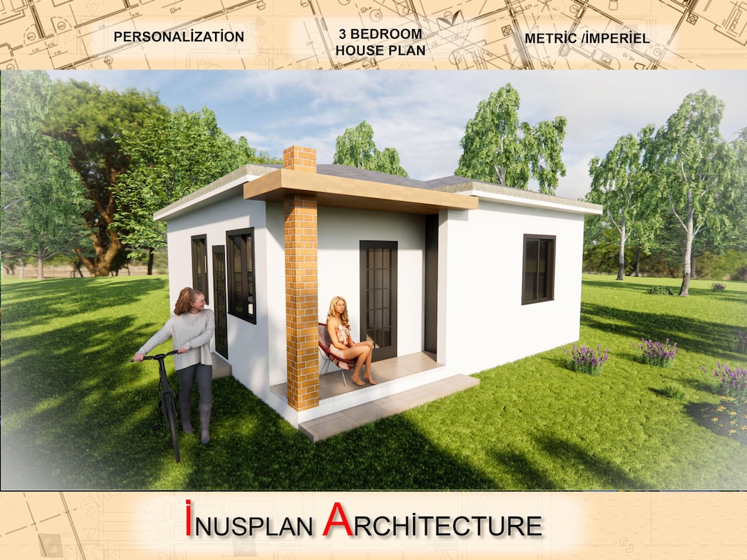 Modern 3-bedroom Tiny House Plan,710 Sq Ft (66 M) Compact Home Design ...