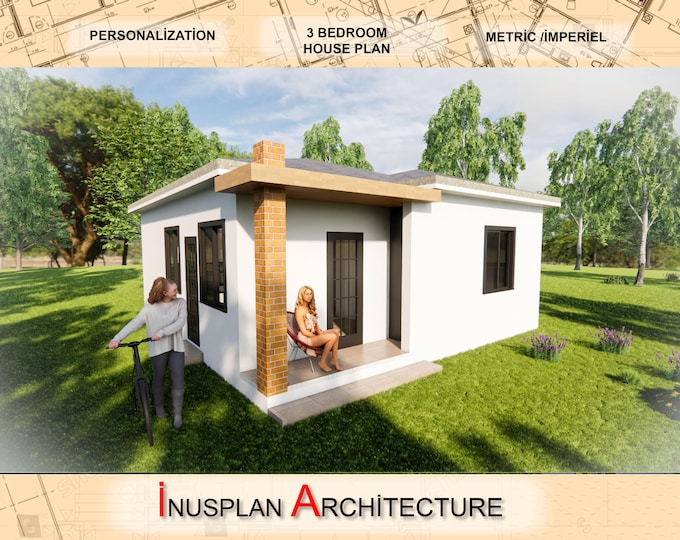 23x20 Feet Tiny House Plans 7x6 Meter One Bedroom Gable Roof Full Plan ...