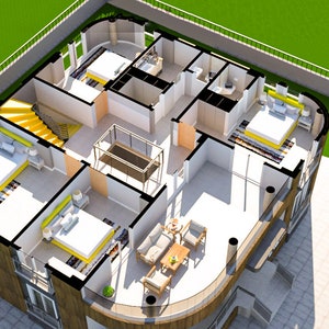 Triplex Villa Plan With Wood Cladding: Custom Villa Design (PDF & Dwg ...