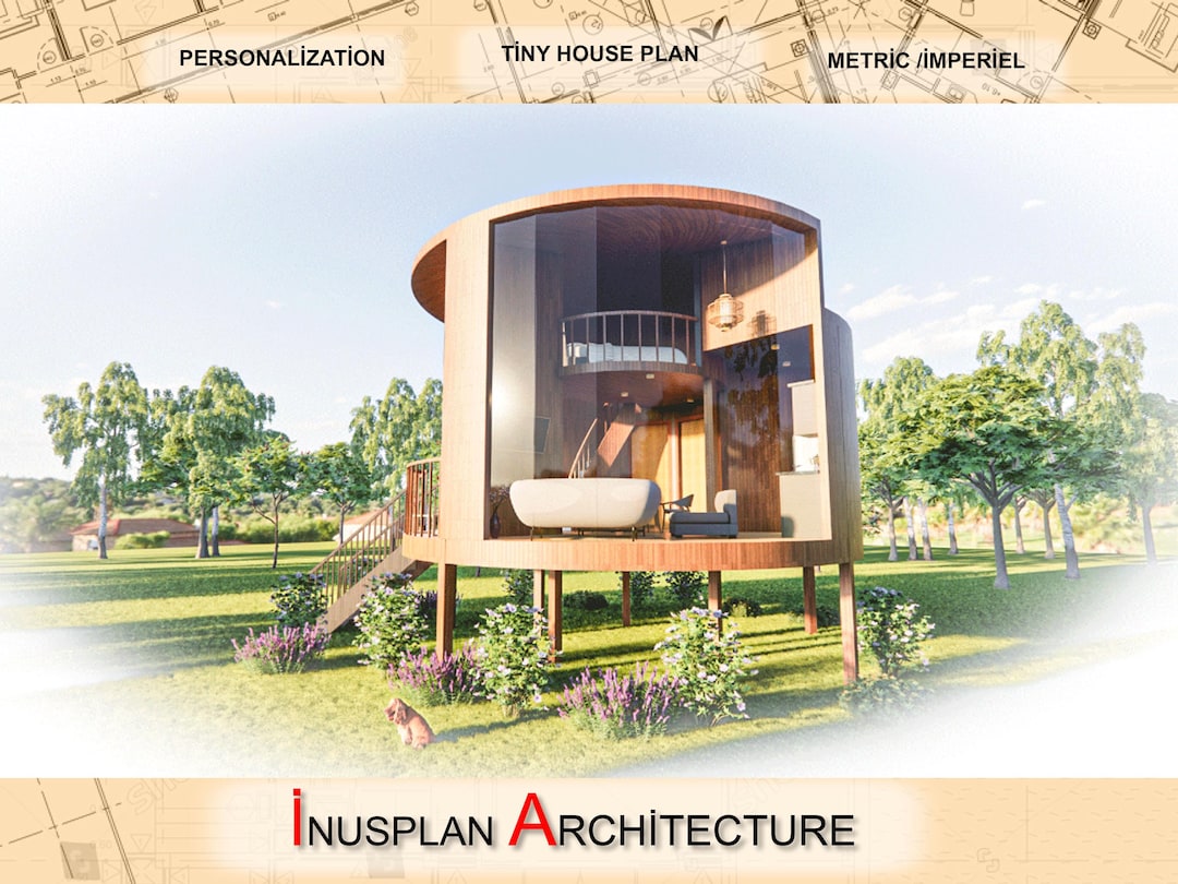 Futuristic Tiny House Design Plan – Minimalist 2 Bedroom Home (PDF, DWG ...