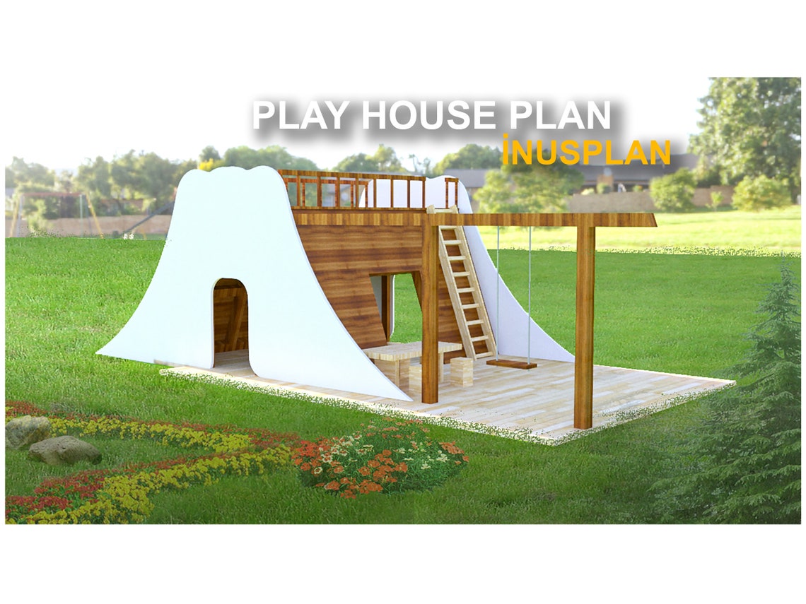 Kid Play House Wooden Design - Modern Outdoor Playhouse Woodworking ...