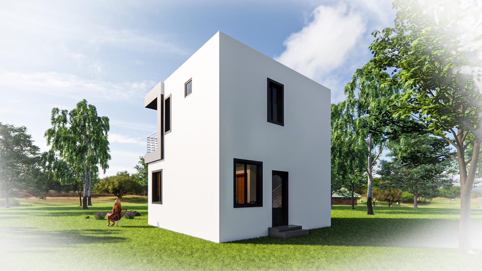 900 Ft2 (83 M2) Minimalist Duplex House Plan,modern Tiny Home Design ...