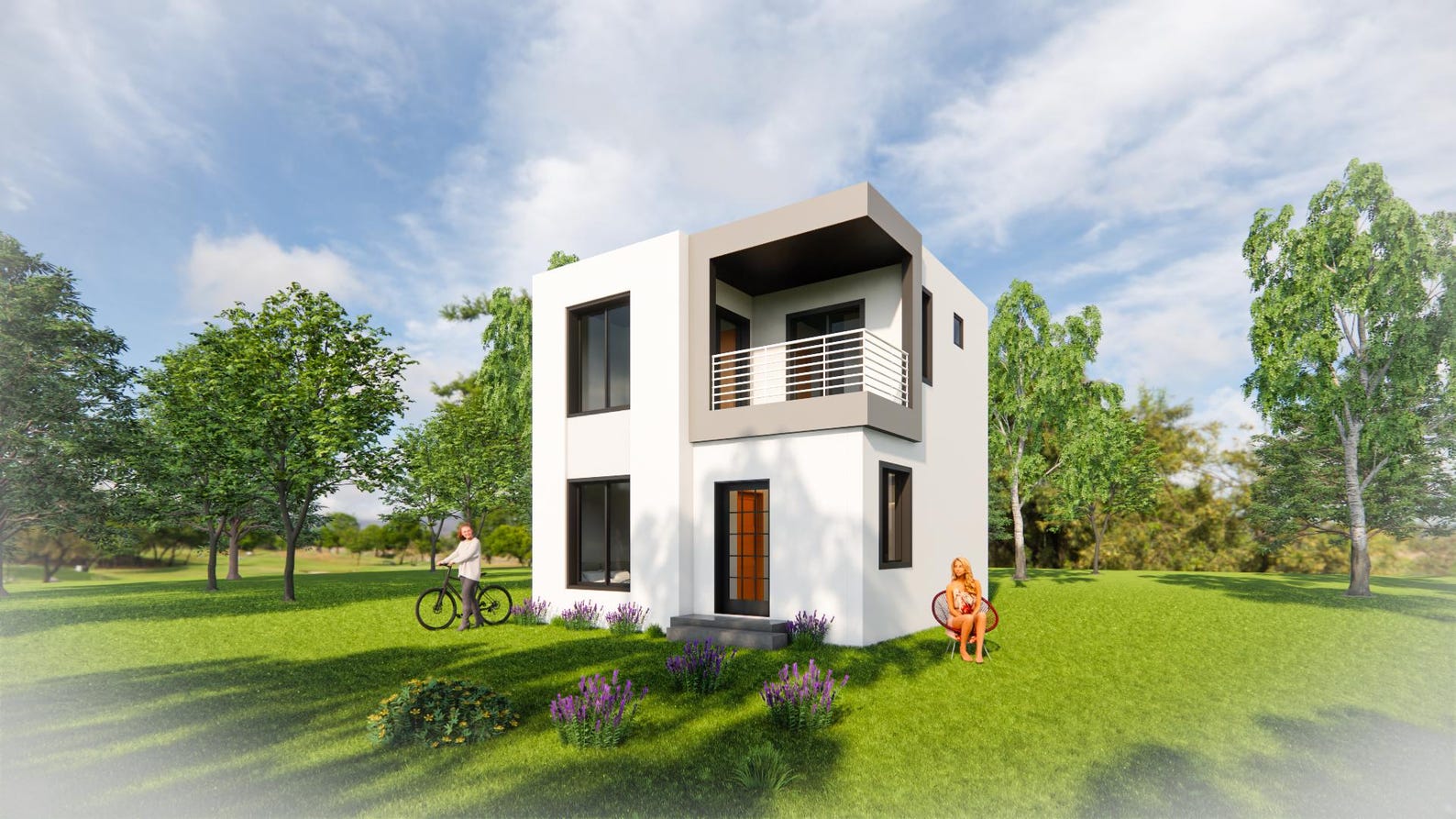 900 Ft2 (83 M2) Minimalist Duplex House Plan,modern Tiny Home Design ...