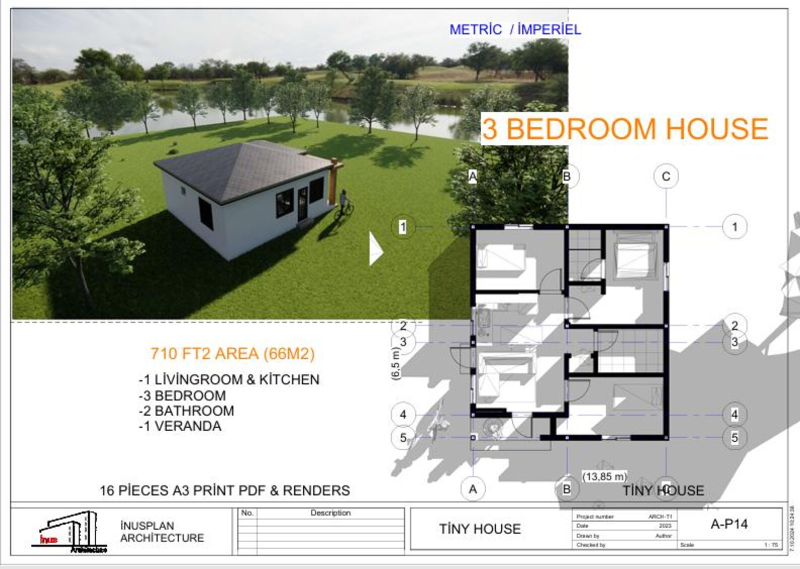 Modern Tiny House Plan: 3-bedroom Compact Home Design (PDF) - Etsy