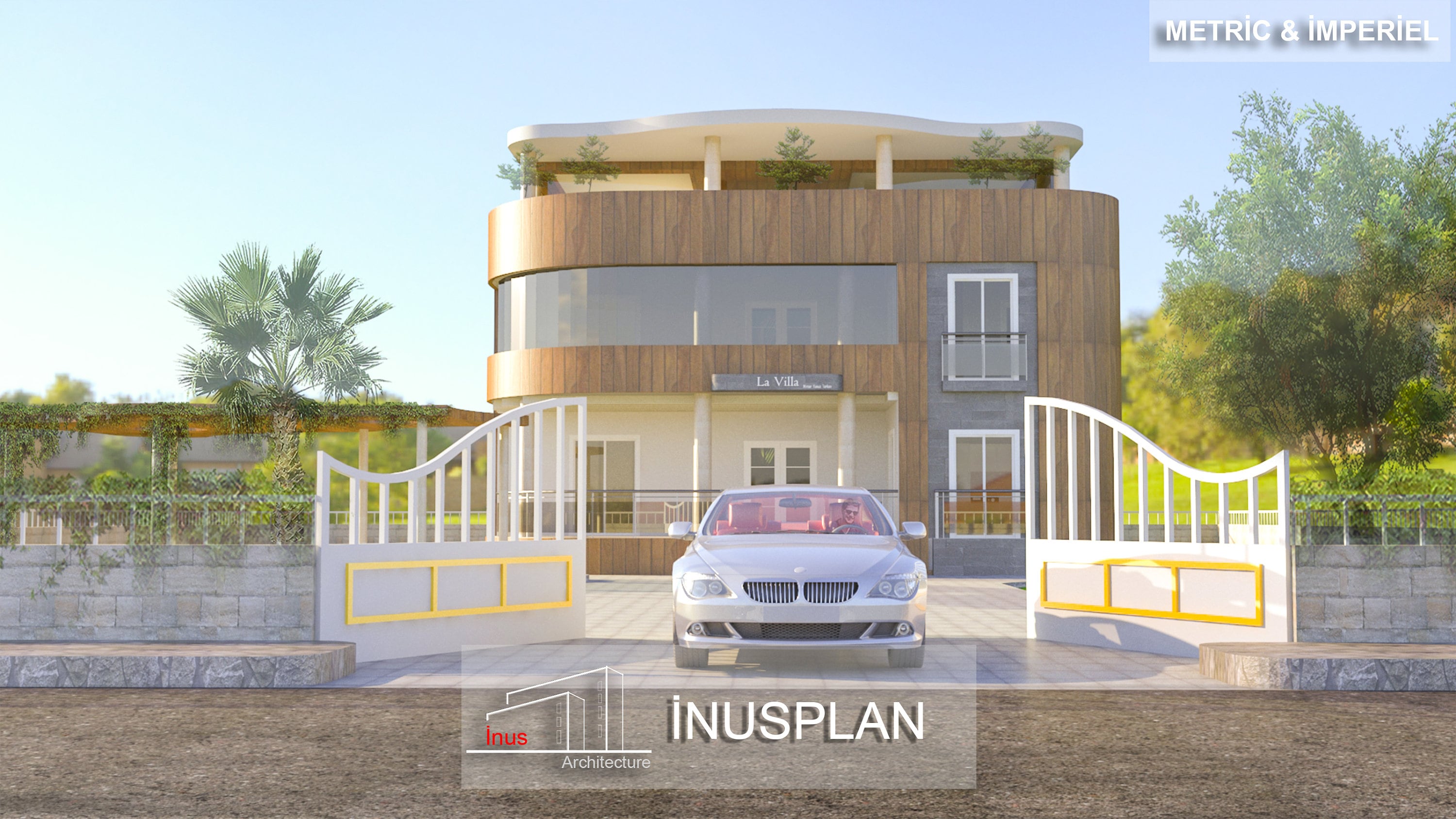 Triplex Villa Plan wood Cladding, Concept Villa Design, Custom Villa ...