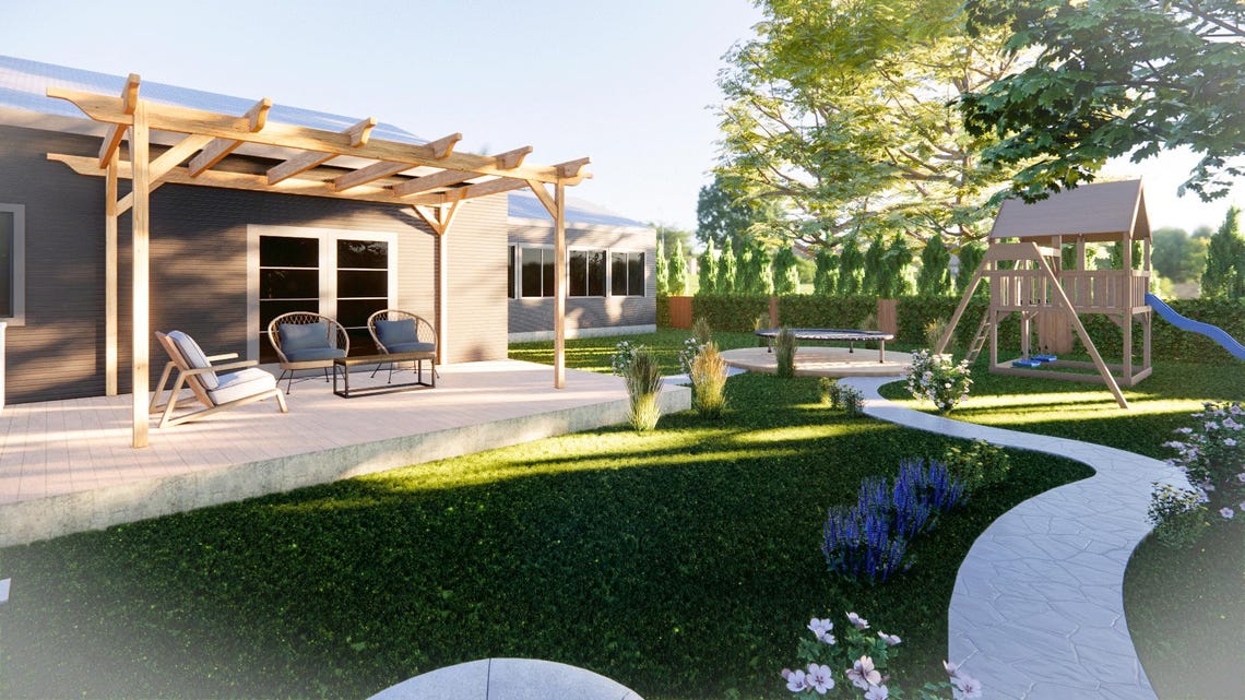 3D Garden Design Rendering: Downloadable Landscape Plans (PDF & Dwg) - Etsy