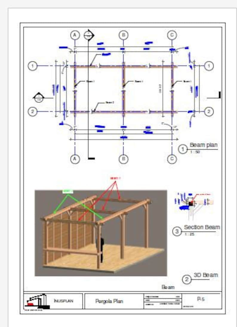 Pergola DIY Plan: 24' X 10' Veranda Design (printable Blueprint) - Etsy