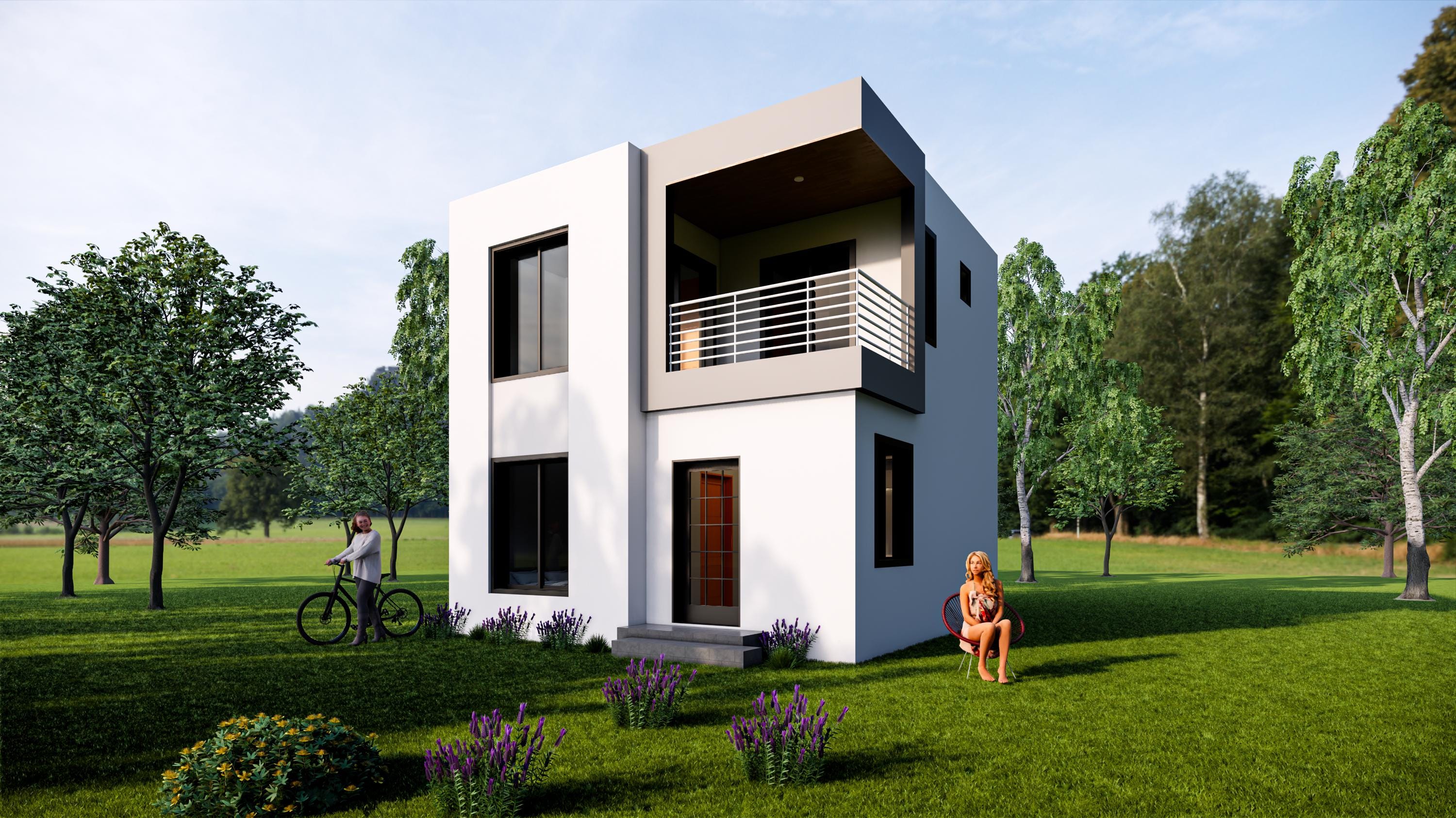 900 Ft2 (83 M2) Minimalist Duplex House Plan,modern Tiny Home Design ...