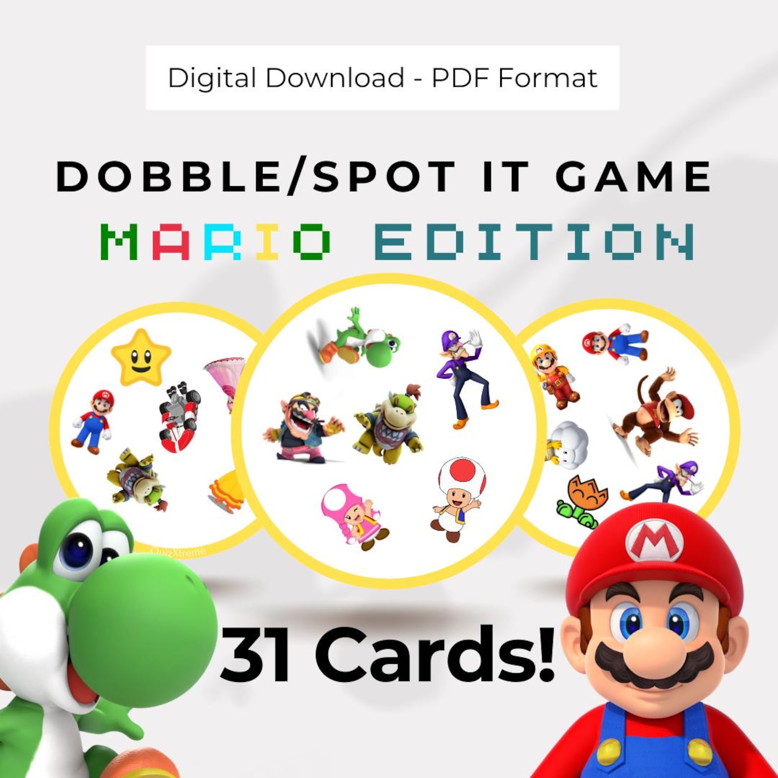 Super Mario Dobble/spot It Card Game - Digital Download - Printable ...