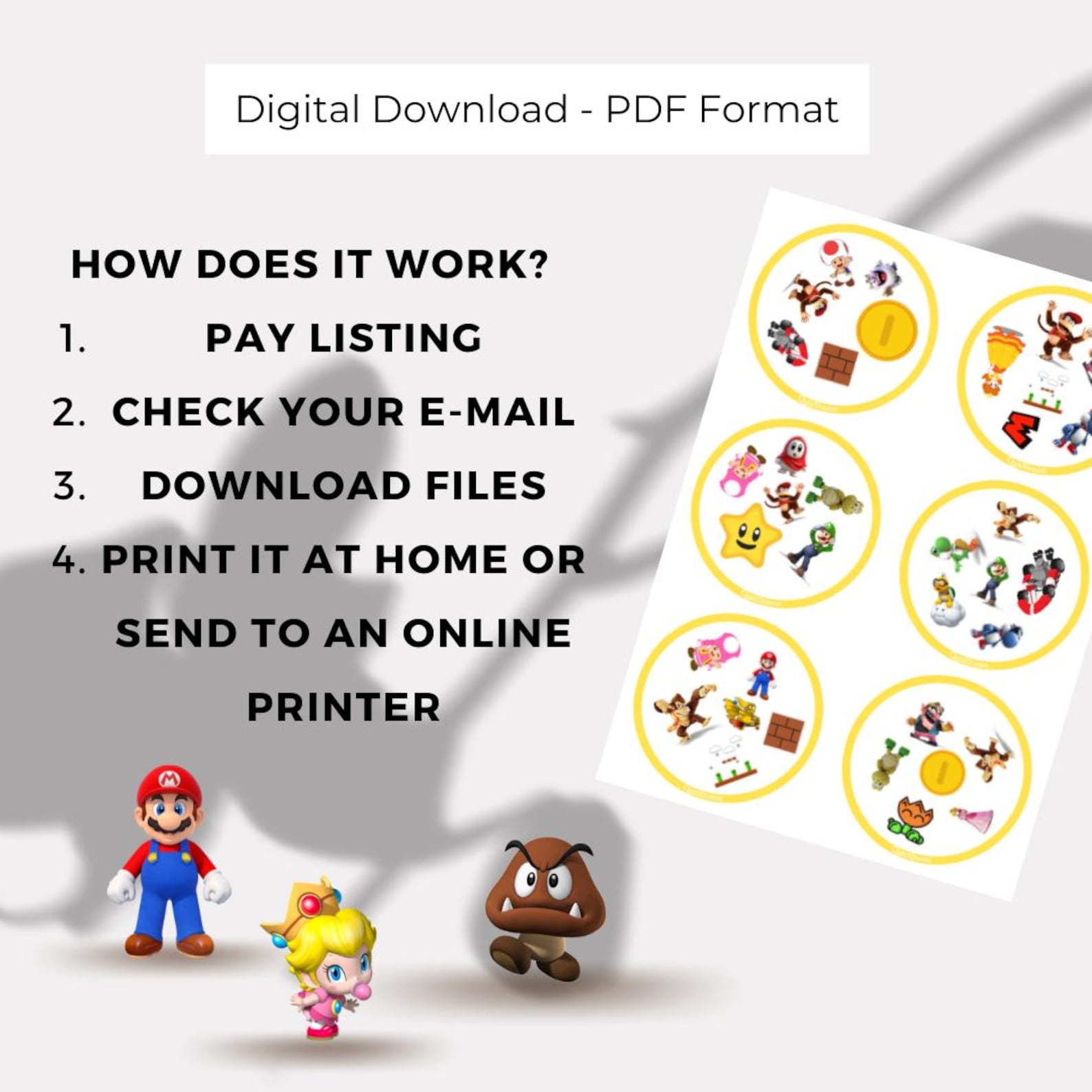Super Mario Dobble/spot It Card Game - Digital Download - Printable ...