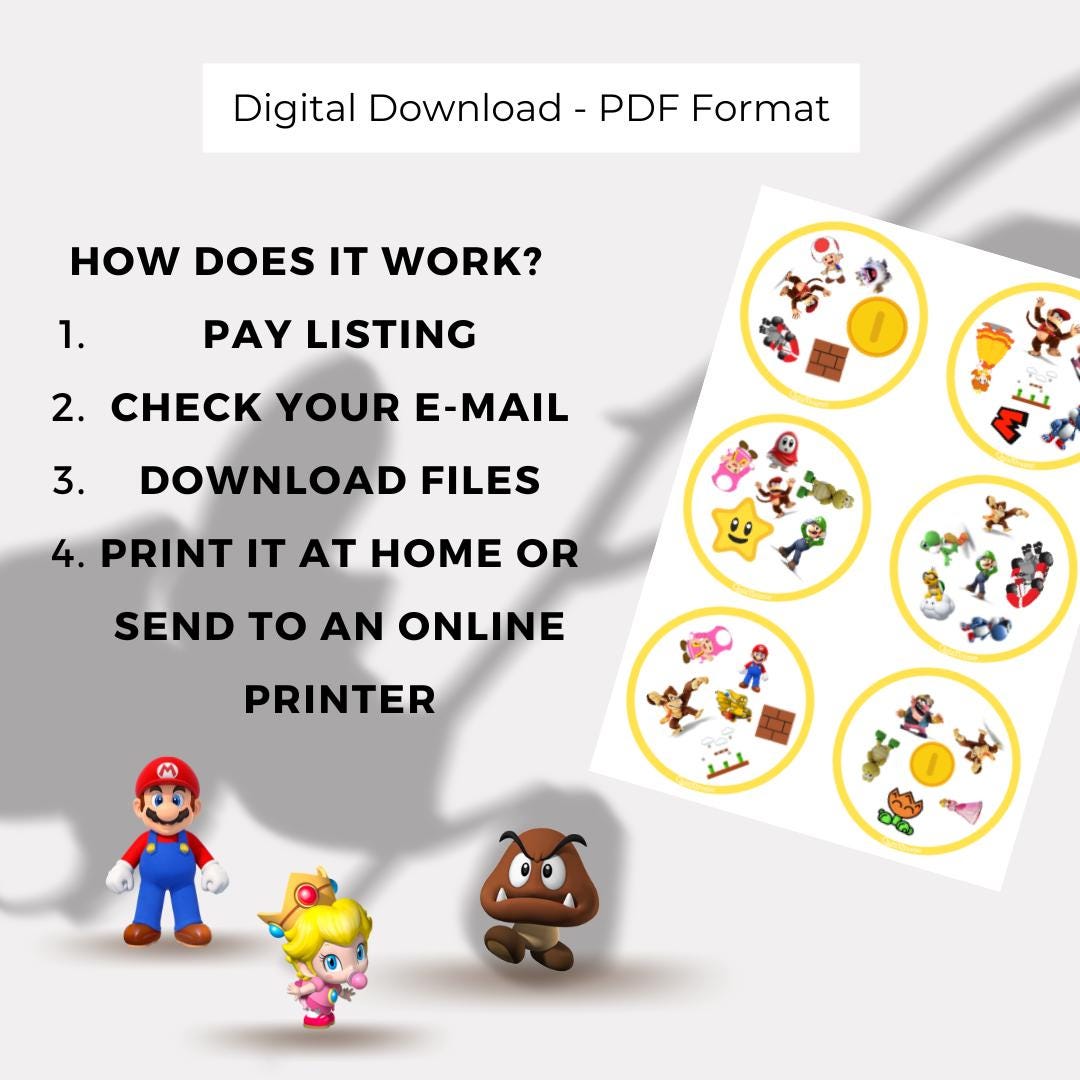Super Mario Dobble/spot It Card Game - Digital Download - Printable ...