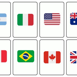 Set of 40 Educational Printable World Flags Flash Cards +++ 24 Country ...