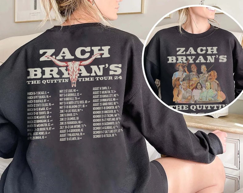 Vintage Zach Bryan the Quittin Time Tour 2024 Shirt, Zach Bryan Merch ...