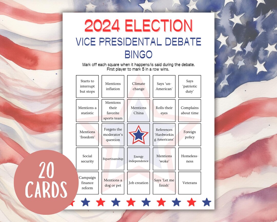 2024 Vice Presidential Debate Bingo, Political Debate Bingo Game, VP ...
