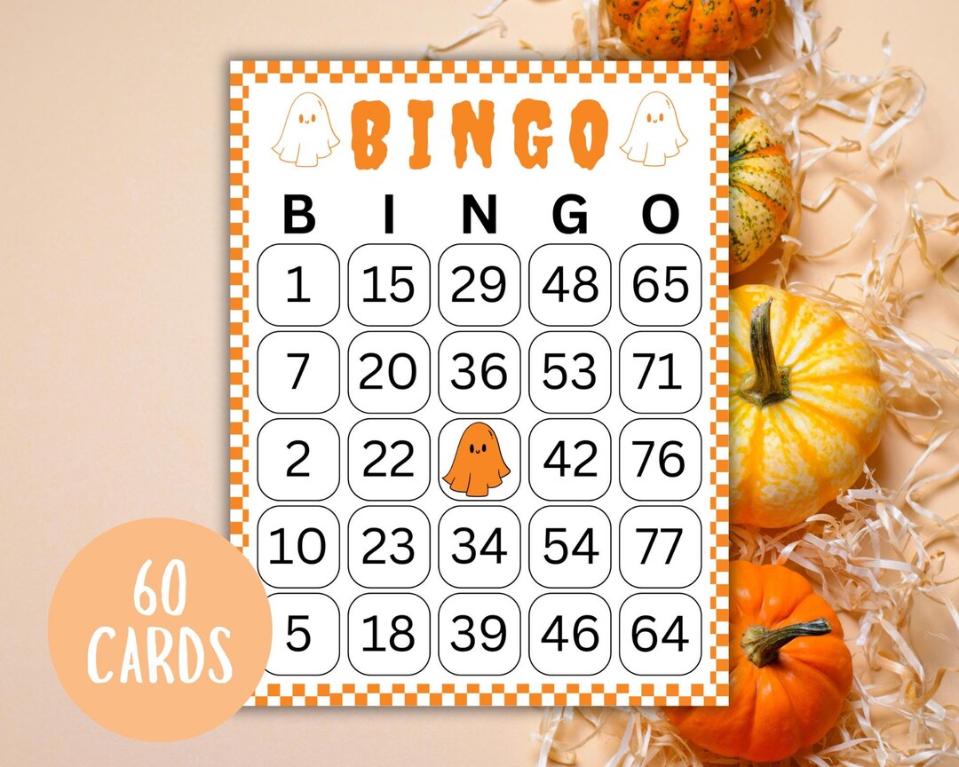 60 Halloween Bingo Cards Printable Game, Halloween Fall Bingo Boards ...