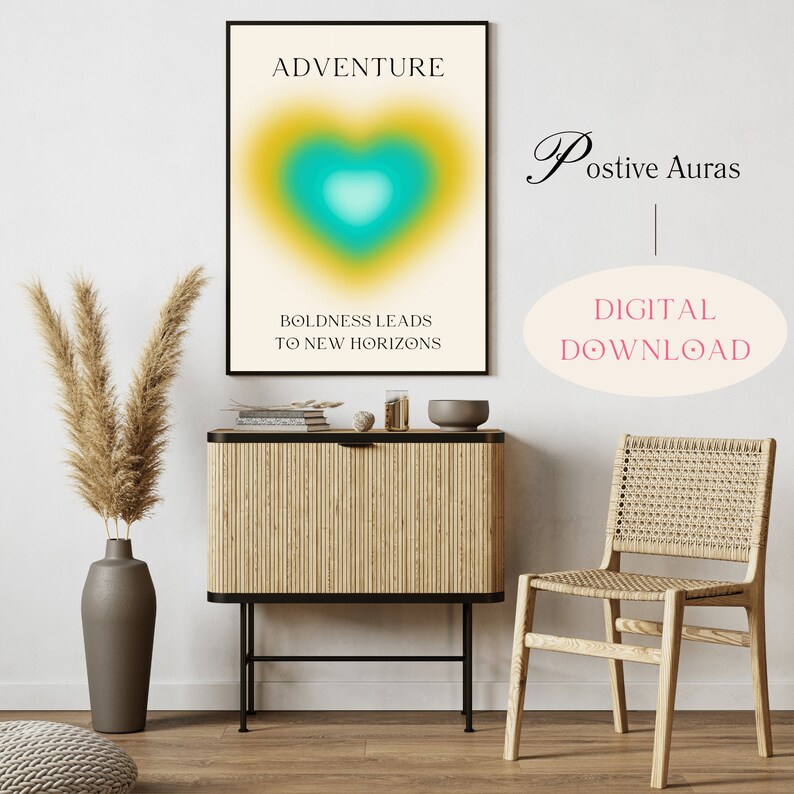 Aura Wall Art Decor Set of 3, Heart Positive Aura Posters, Colorful ...