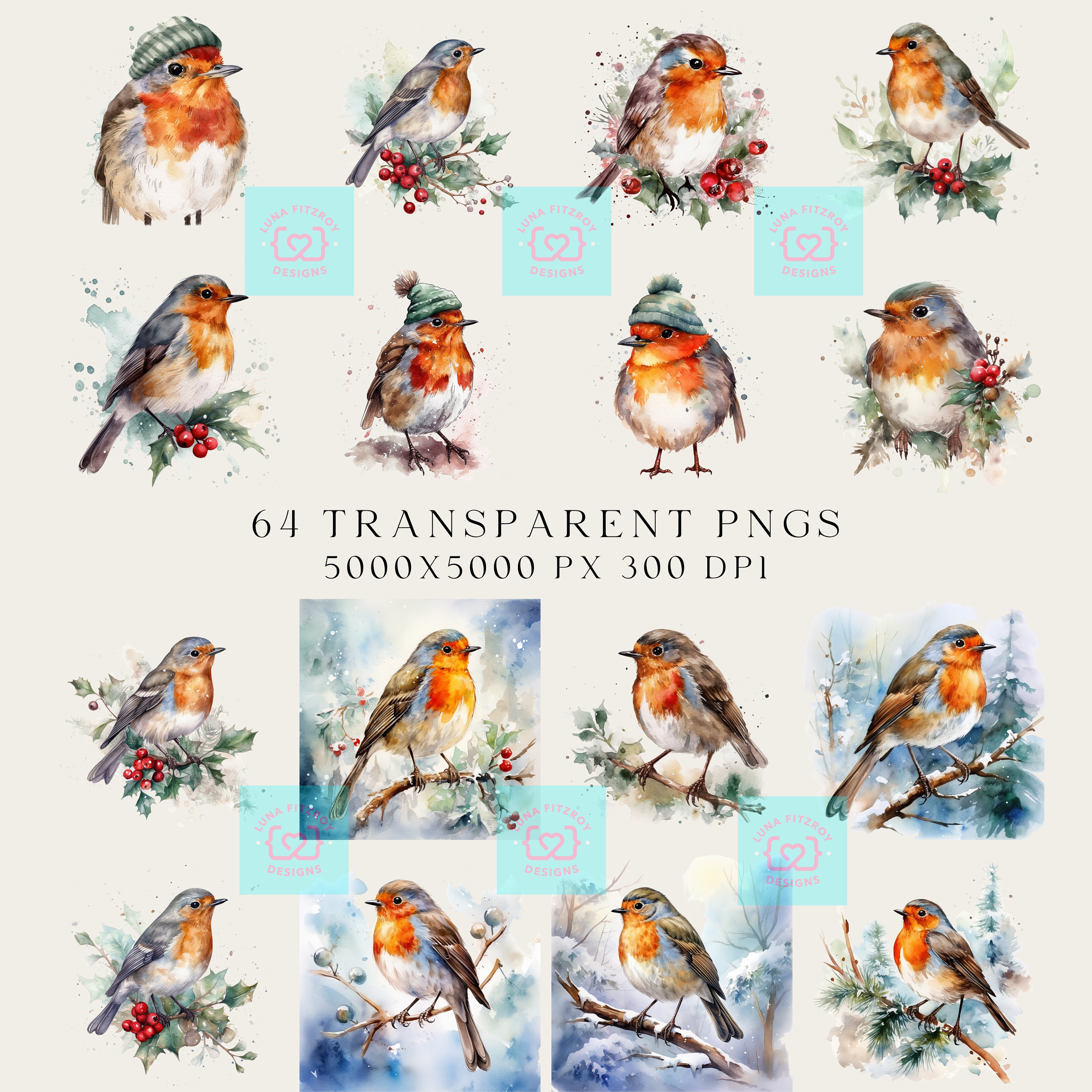 Christmas Robin Clipart Clipart Bundle Christmas 128 Pngs - Etsy