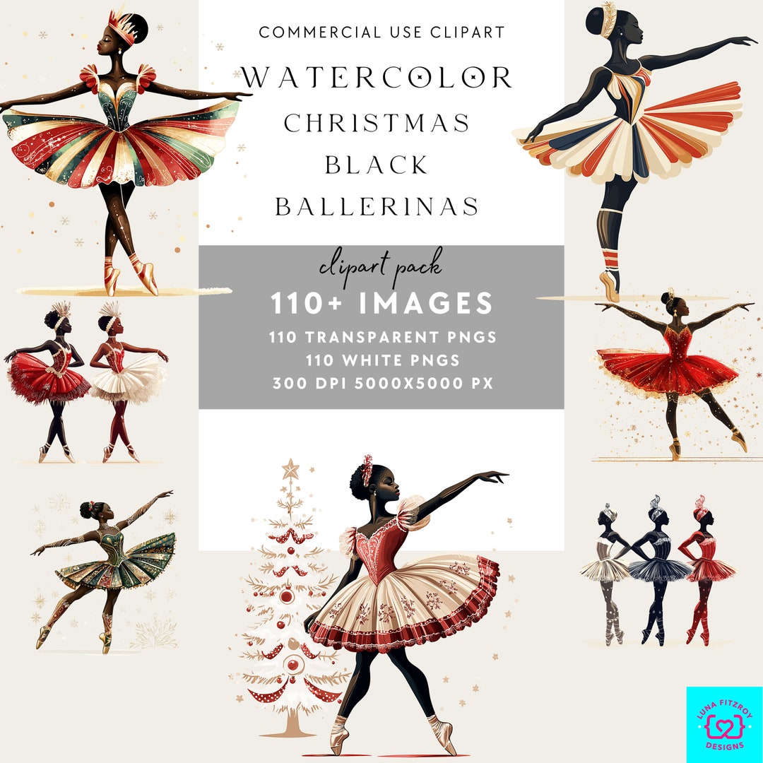Black Ballerina Clipart Bundle | 110 Pngs | African American Ballet Art ...