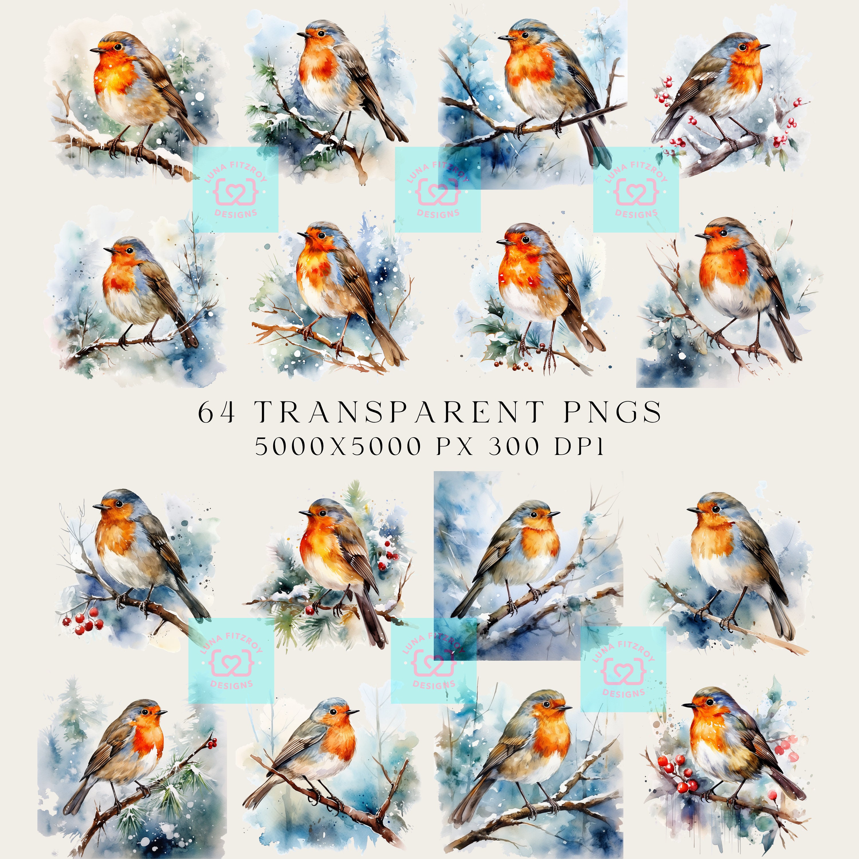 Christmas Robin Clipart Clipart Bundle Christmas 128 Pngs - Etsy