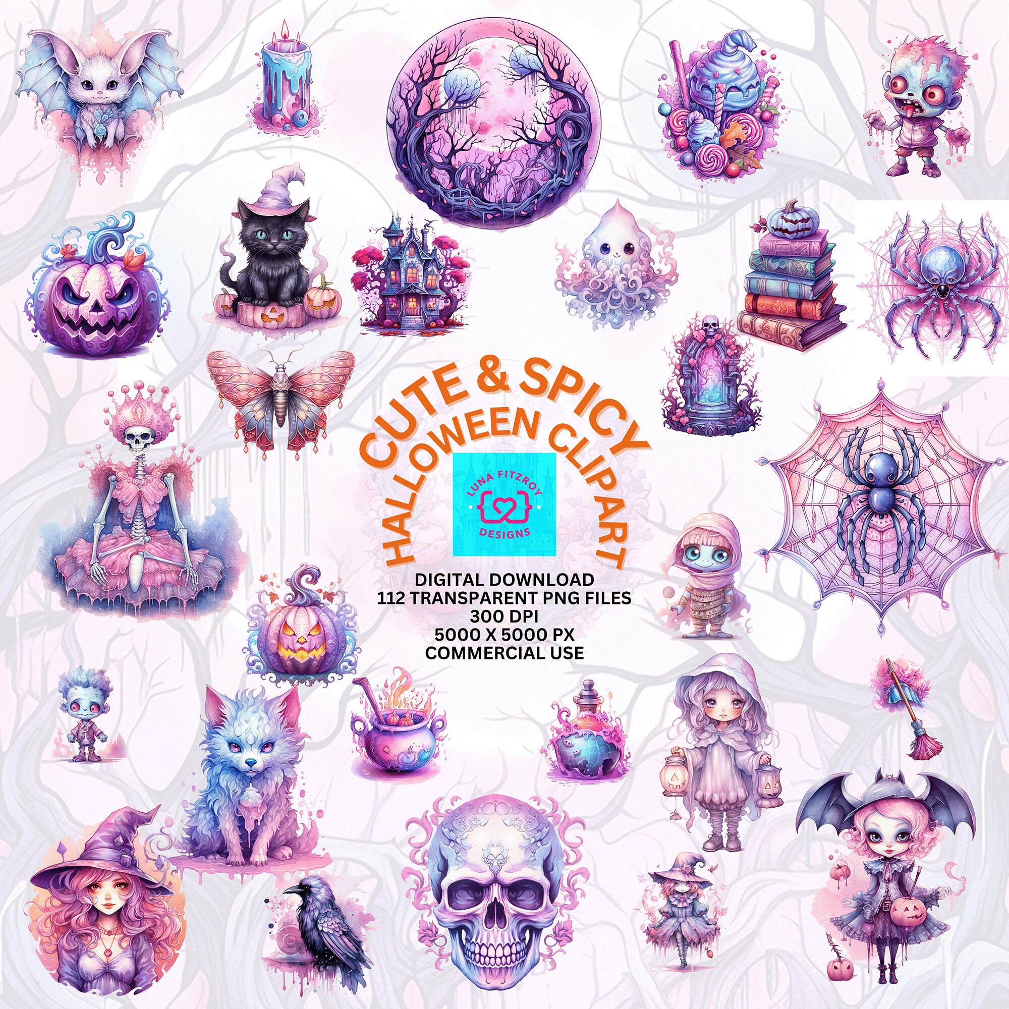 Cute Spicy Halloween Clipart Bundle 112 Spooky Clipart - Etsy