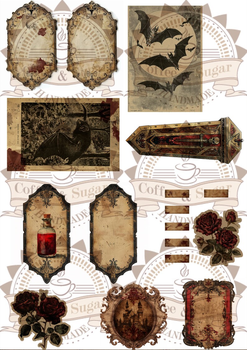 Junk Journal Printable Kit, Vampires, Gothic, Vintage Printables ...