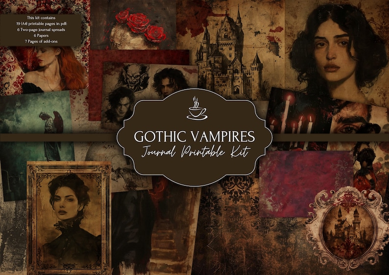 Junk Journal Printable Kit, Vampires, Gothic, Vintage Printables ...