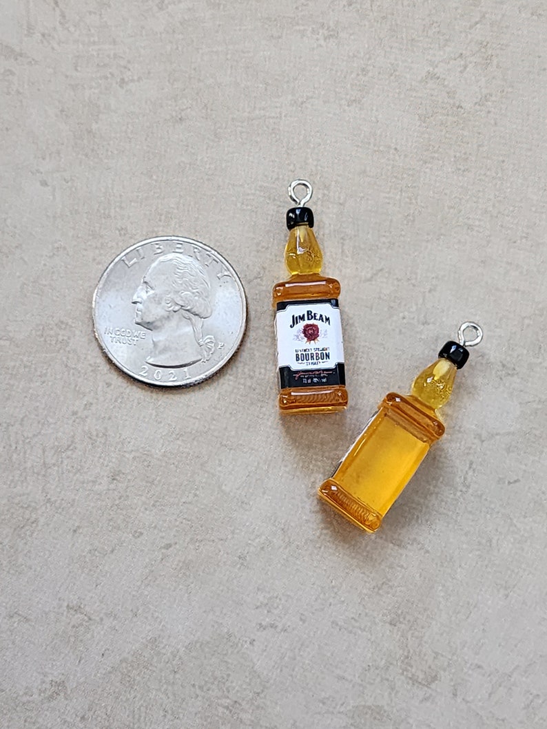 Mini Jim Beam Alcohol Bourbon Liquor Charm for Jewelry Making and Craft ...