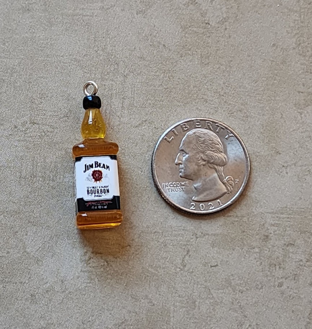 Mini Jim Beam Alcohol Bourbon Liquor Charm for Jewelry Making and Craft ...
