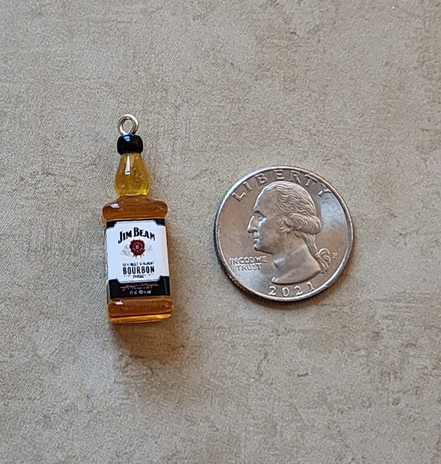 Mini Jim Beam Alcohol Bourbon Liquor Charm for Jewelry Making and Craft ...