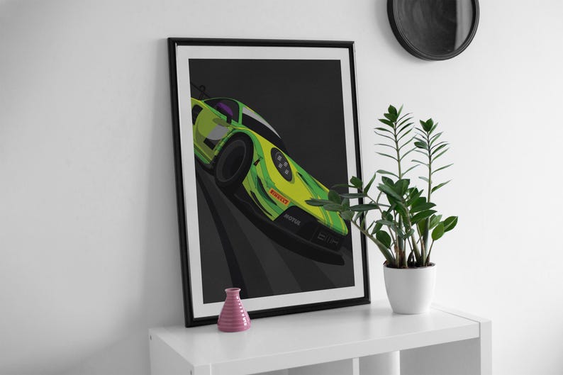 A Porsche 911 GT3 Poster for the Manthey Racing “grello” Race Car ...