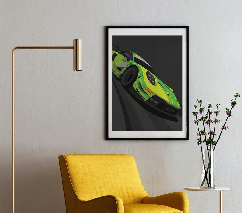 A Porsche 911 GT3 Poster for the Manthey Racing “grello” Race Car ...