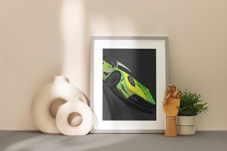 A Porsche 911 GT3 Poster for the Manthey Racing “grello” Race Car ...