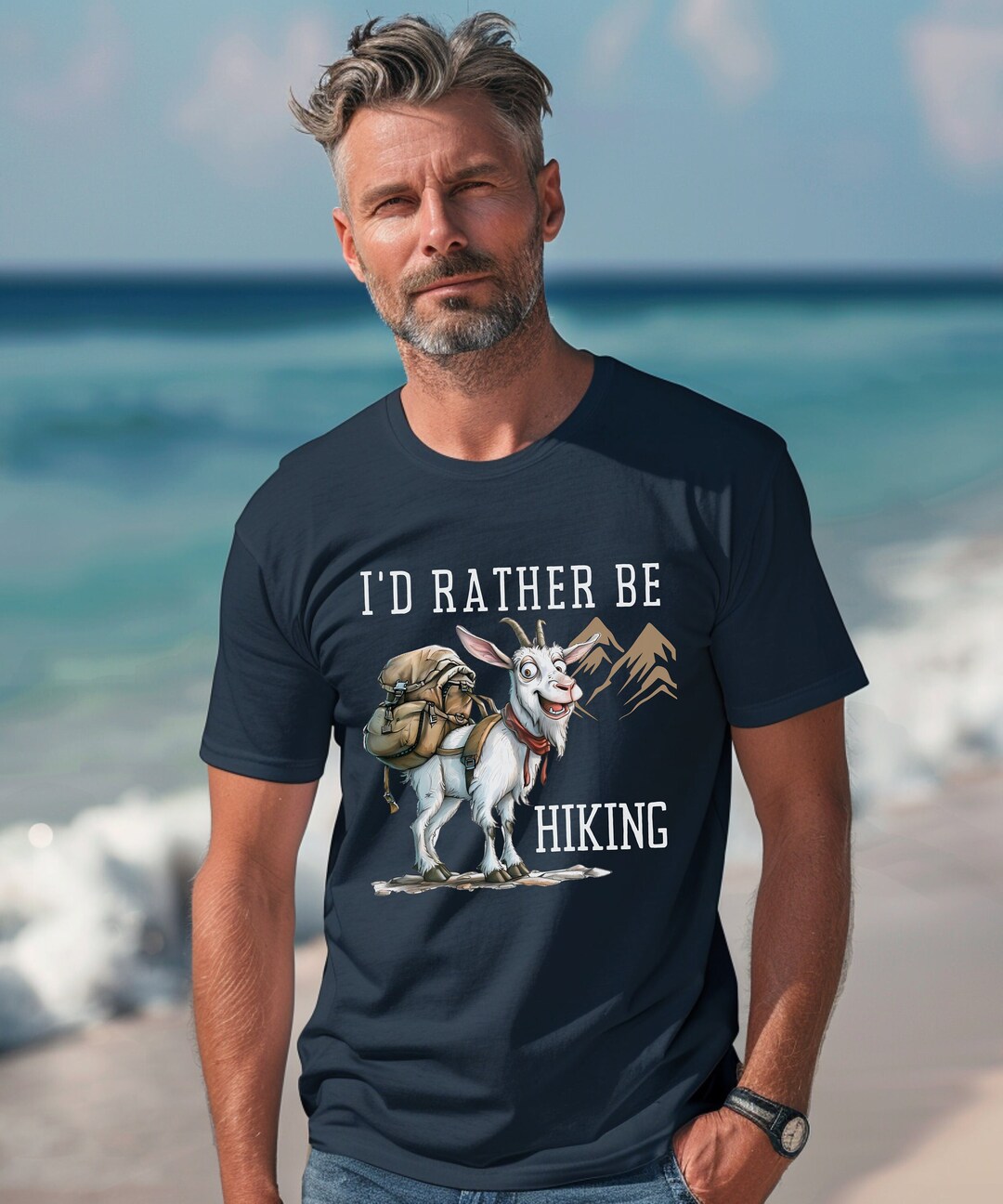 Adventure Goat T-shirt, Funny Hiking Mountain Goat Tee, Outdoor ...