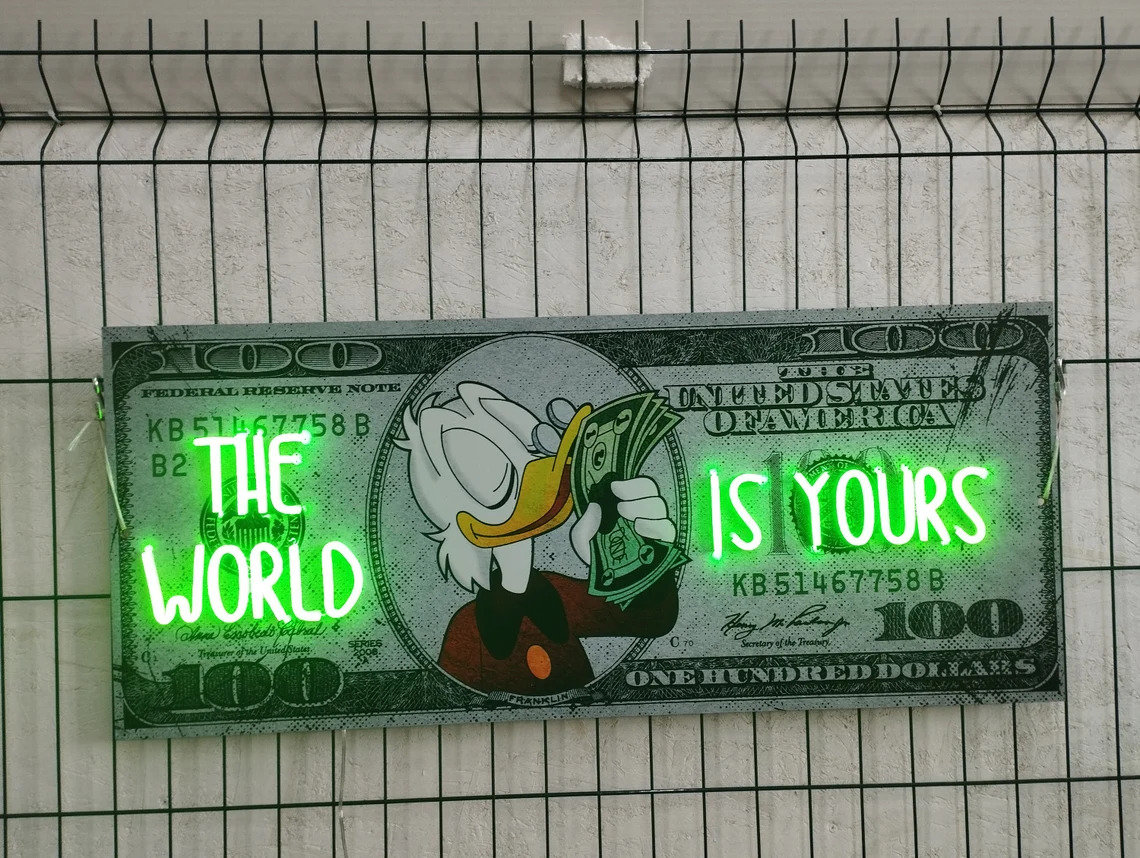 Dollar Neon Sign, the World is Yours Neon, Dollar Neon Art, Dollar ...