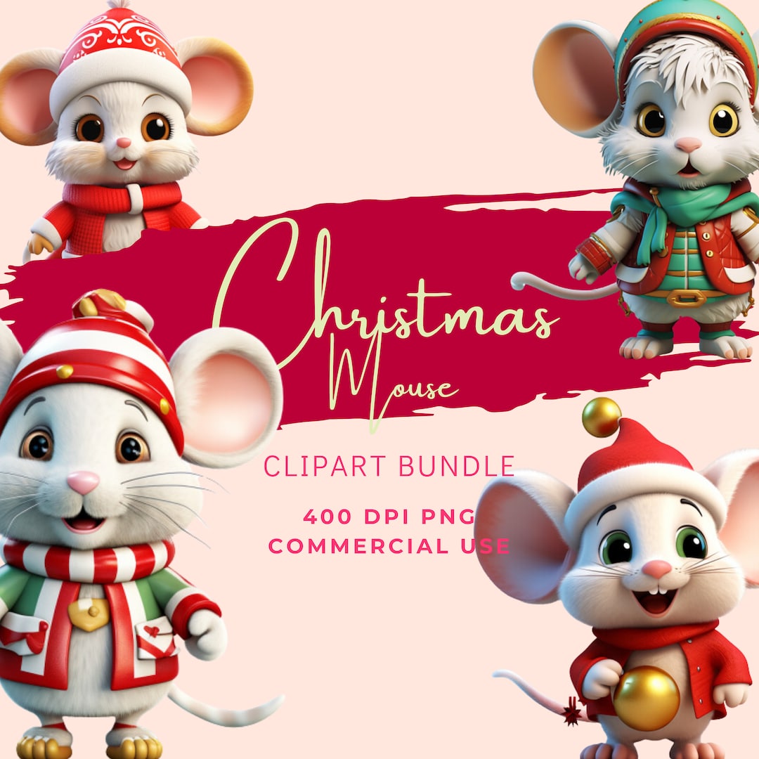 Christmas Mouse Clipart Set: High-quality, Transparent, Instant ...