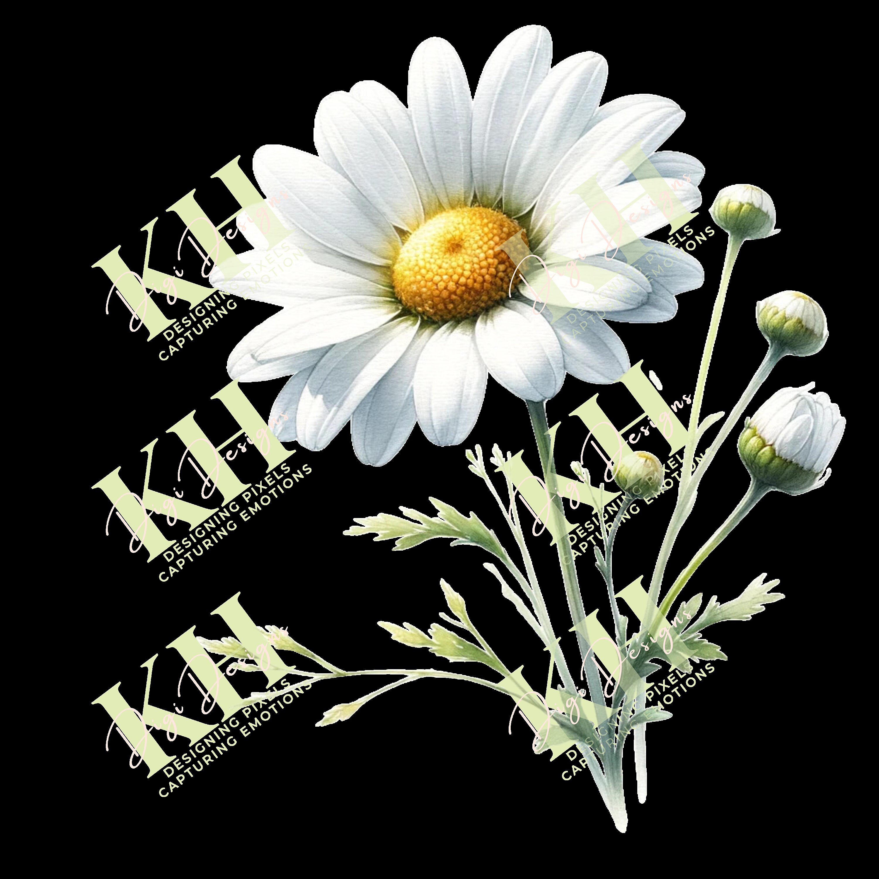 Daisy April Birth Flower Clipart Bundle, Five Digital PNG Images in ...