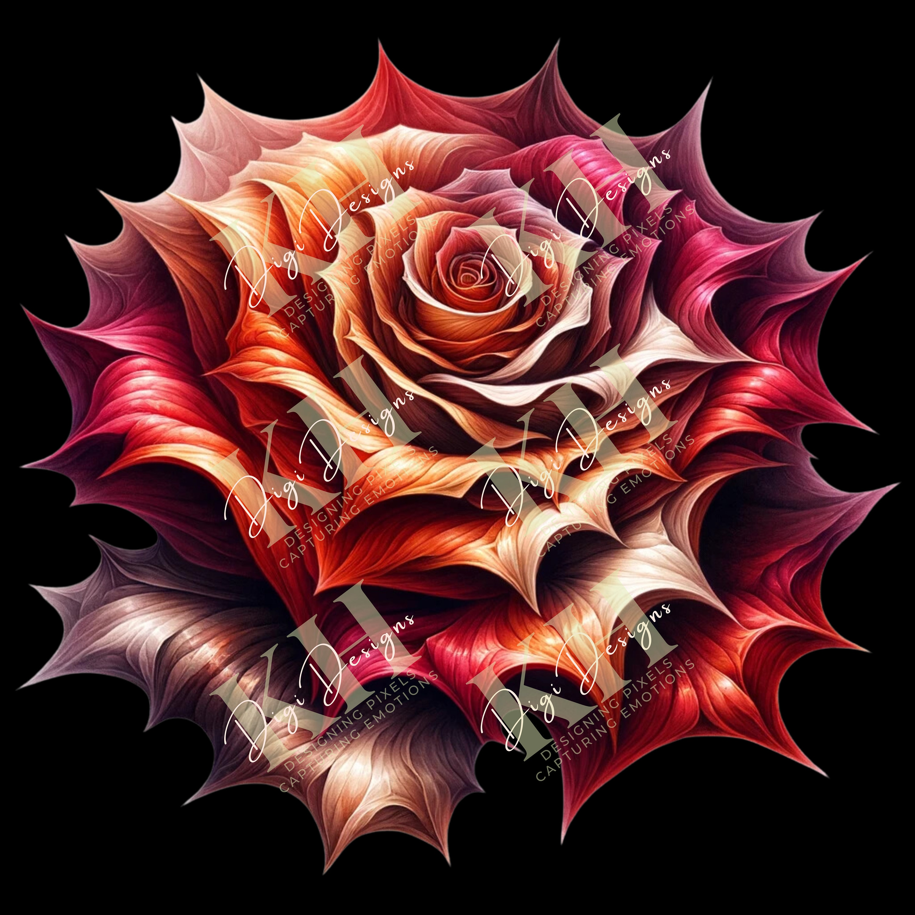 Unique Rose Clipart Bundle, Five Digital PNG Images in High Resolution ...