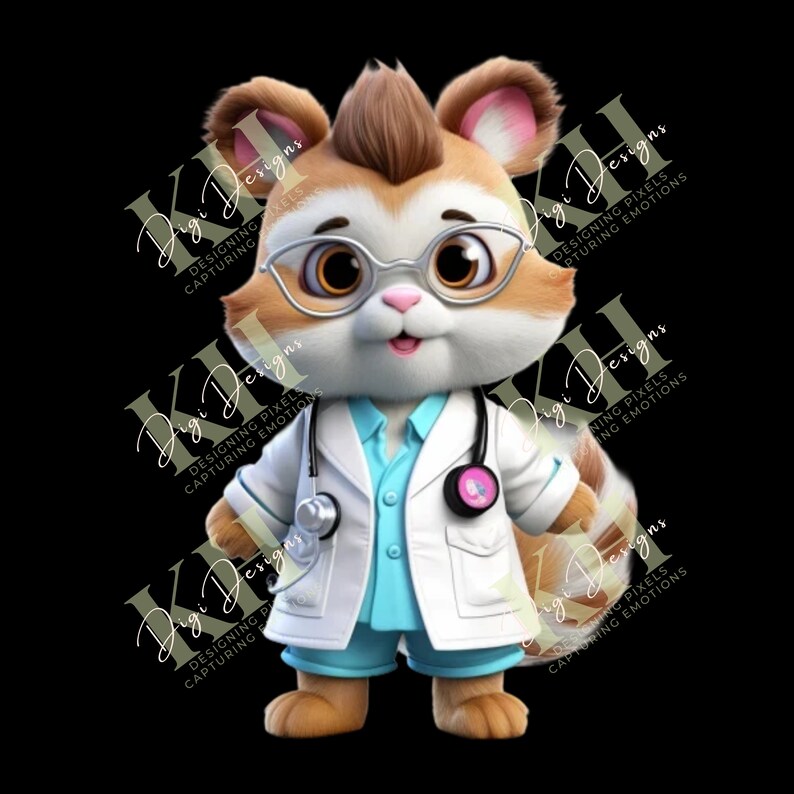 Baby Animal Doctor Clipart Bundle of 5 High Resolution Digital PNG ...