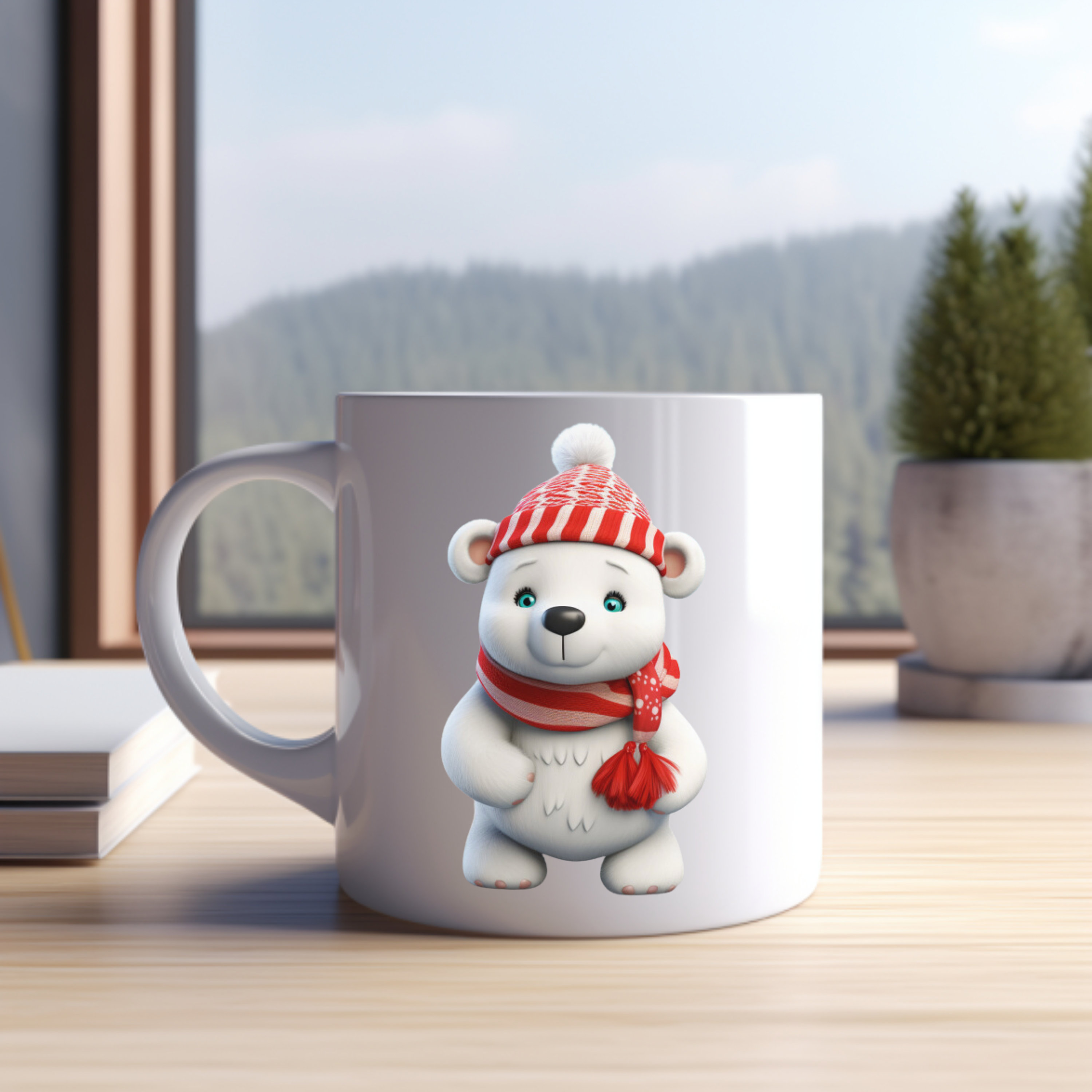 Polar Bear Christmas Clipart Bundle Transparent, 400 DPI, Instant ...