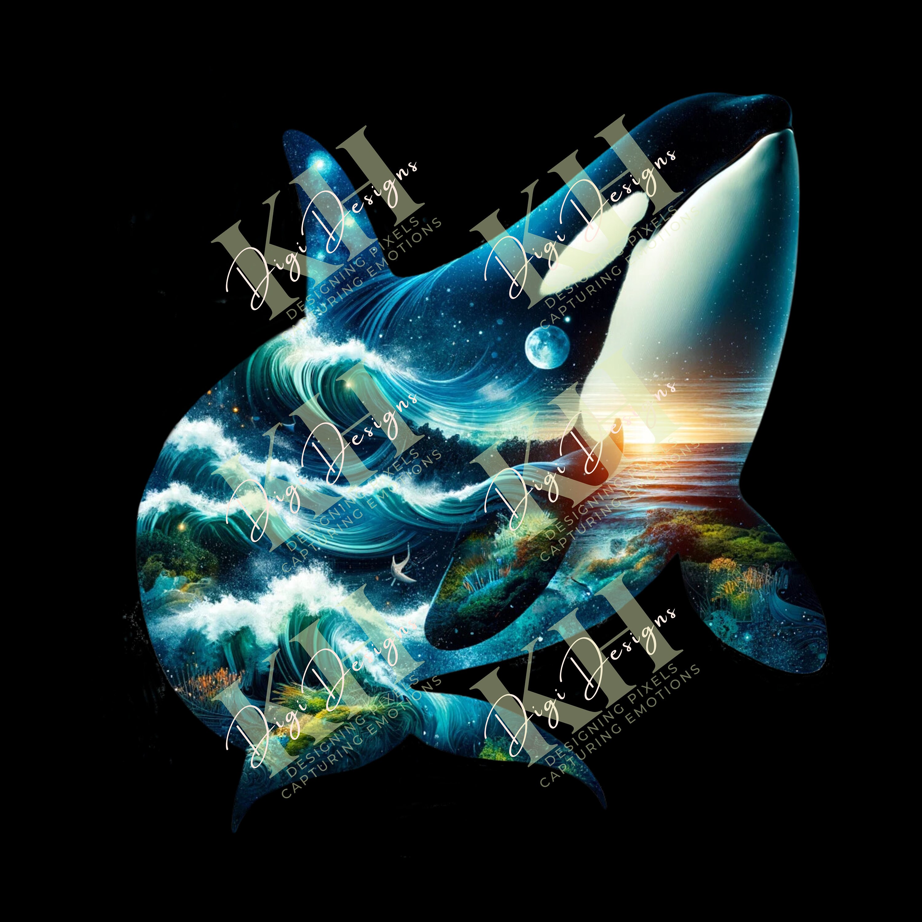 Orca Killer Whale Clipart Bundle, Five Digital PNG Images in High ...