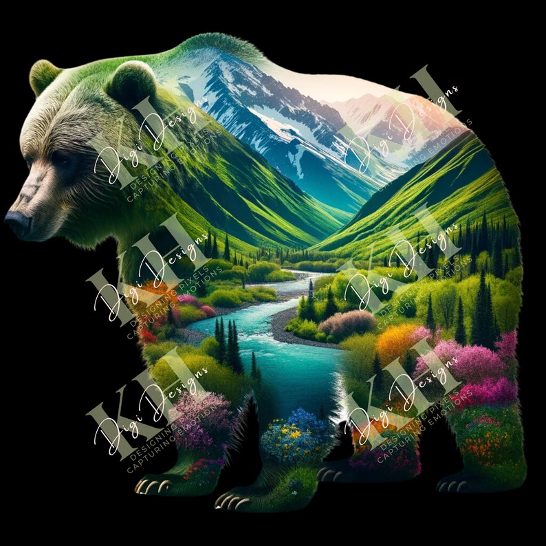 Brown Bear and Forest Clipart Bundle, Five Digital PNG Images in High Resolution, Transparent ...