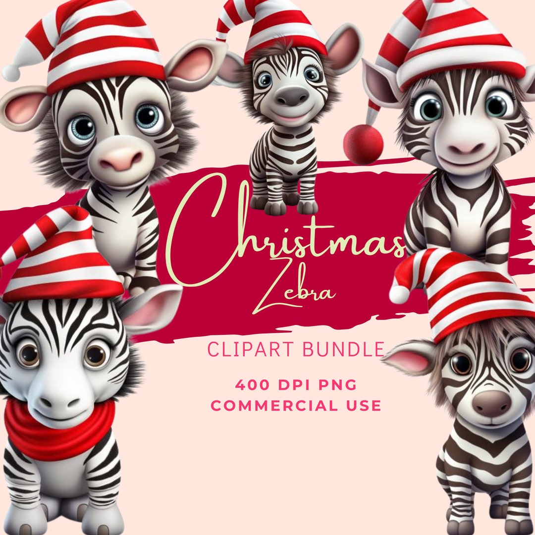 Christmas Zebra Clipart Bundle of High Resolution 400 DPI Pngs ...