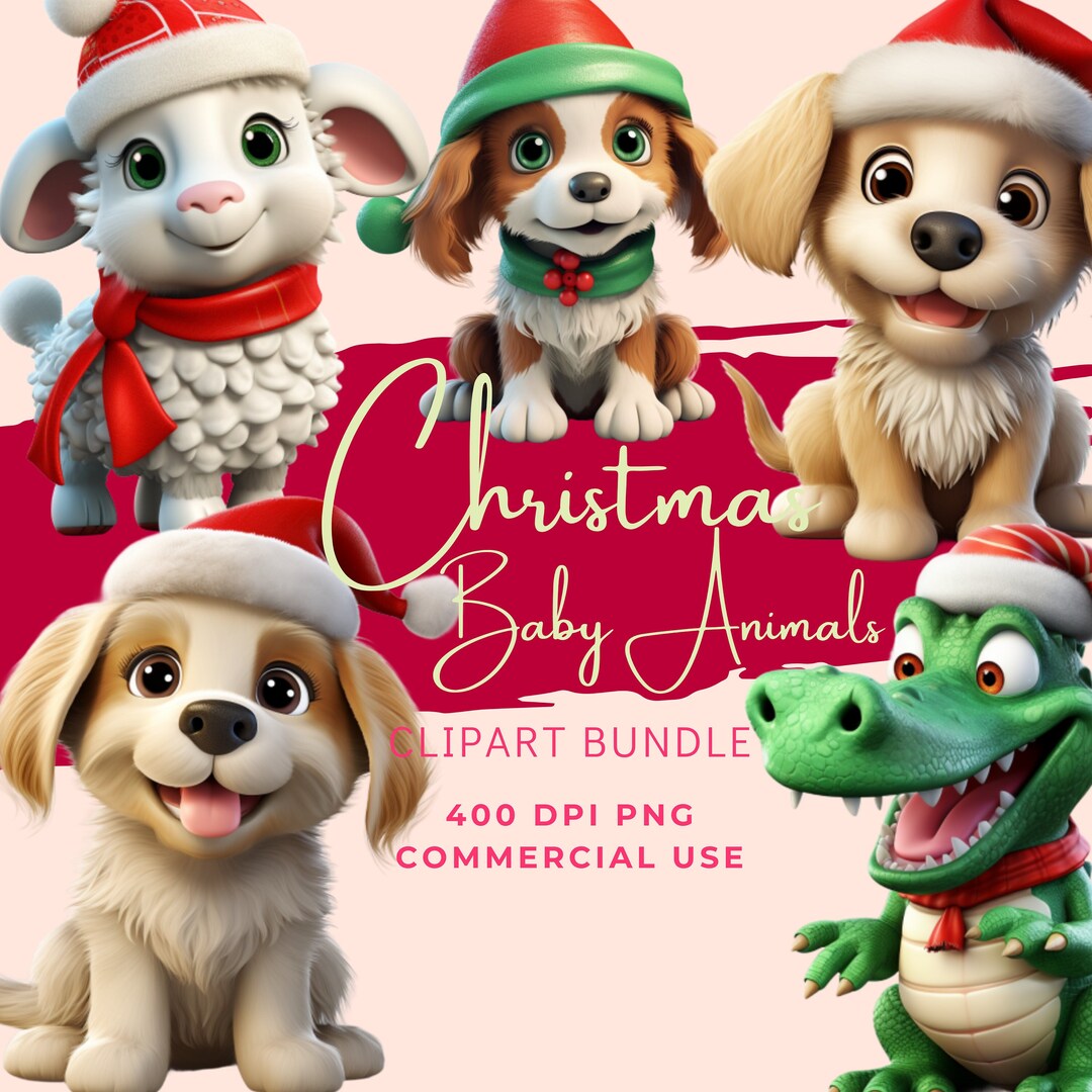 Baby Animals Christmas Clipart Bundle Pf 5 High-resolution Pngs ...