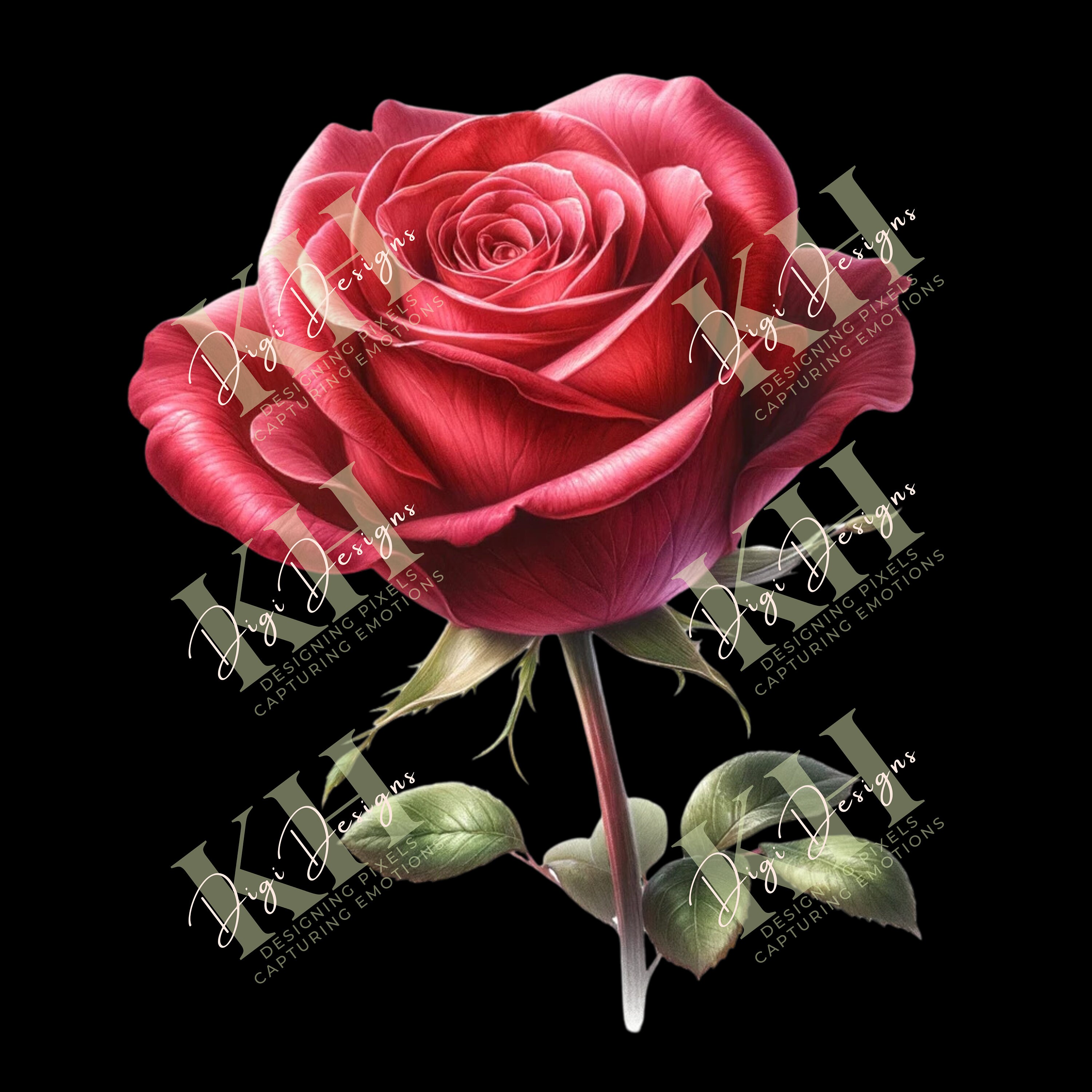 Rose June Birth Flower Clipart Bundle, Five Digital PNG Images in High Resolution, Transparent ...